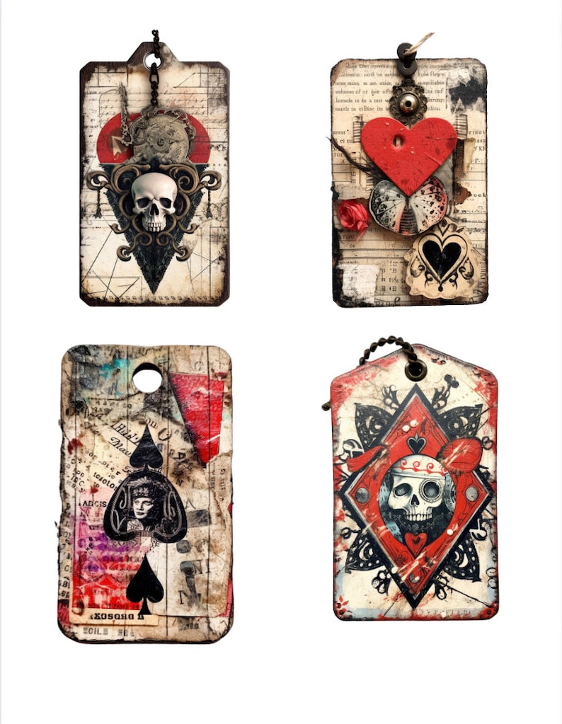 Printable Cut & Collage Mixed Media Playing Card Tags - Junk Journal ...
