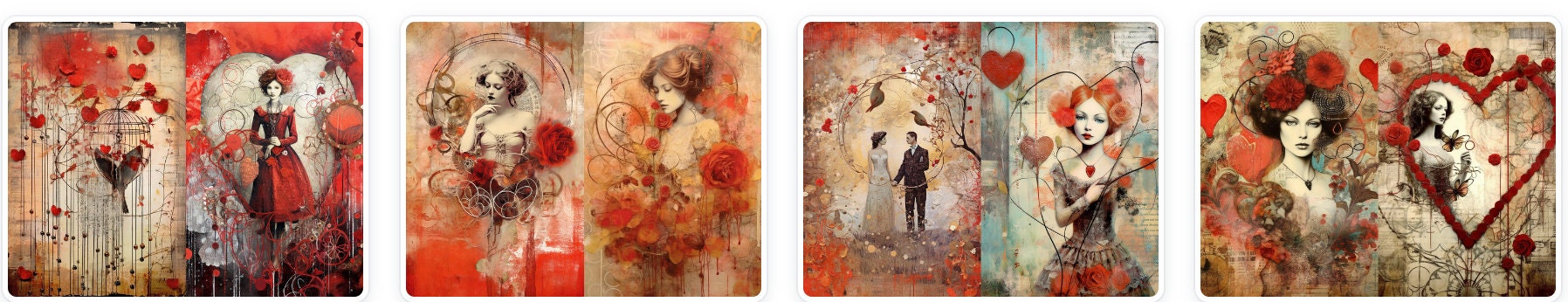 Valentine's Day Ephemeral Half Papers Valentine Junk Journal Paper ...