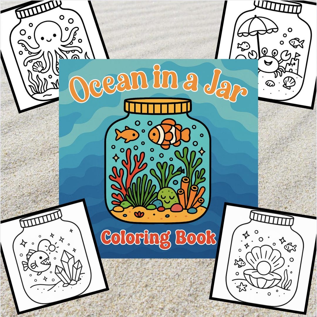 Ocean in a Jar Coloring Book: Whimsical Sea Creatures (printable PDF ...