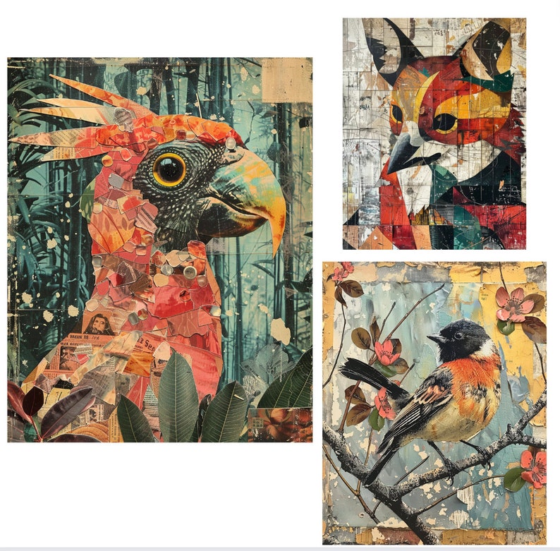 Mid-century Modern Animal Collage: 22 PNG Printable Images (digital ...