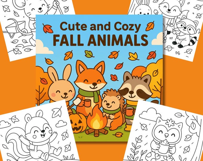 30 Kawaii Autumn Coloring Book: Woodland Animals, Pumpkins (PDF ...