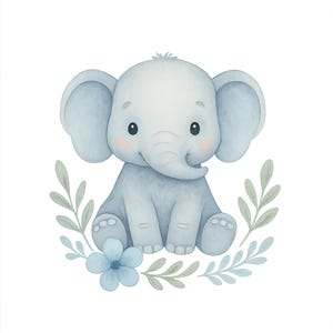 Baby Elephant Clipart PNG Set – Pink & Blue Watercolor Elephants With ...
