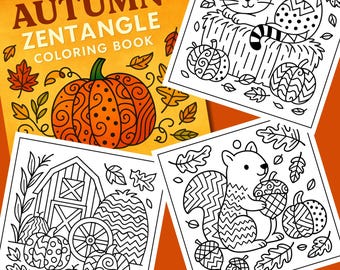 Autumn Zentangle Coloring Book: Bold & Easy Fall Designs (PDF Download ...