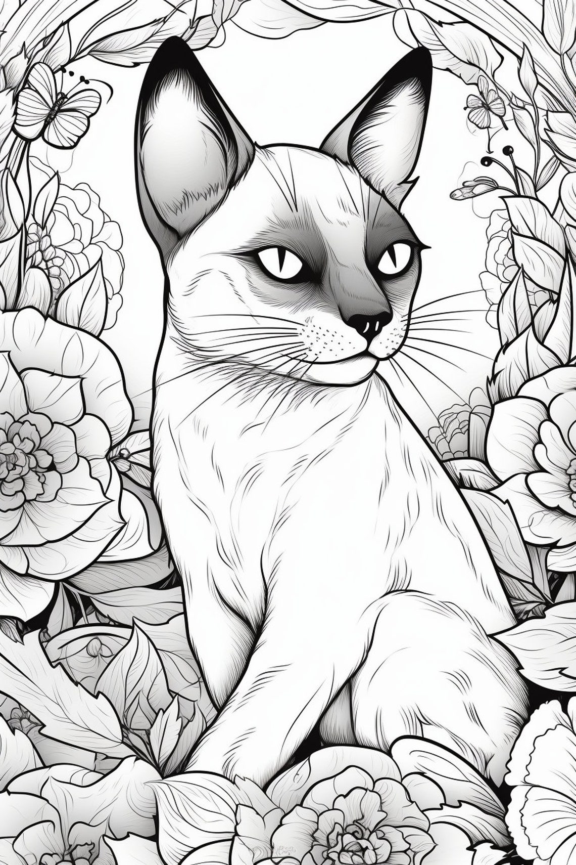 12 Charming Kitten Coloring Pages Cute Kittens With Flowers Printable ...