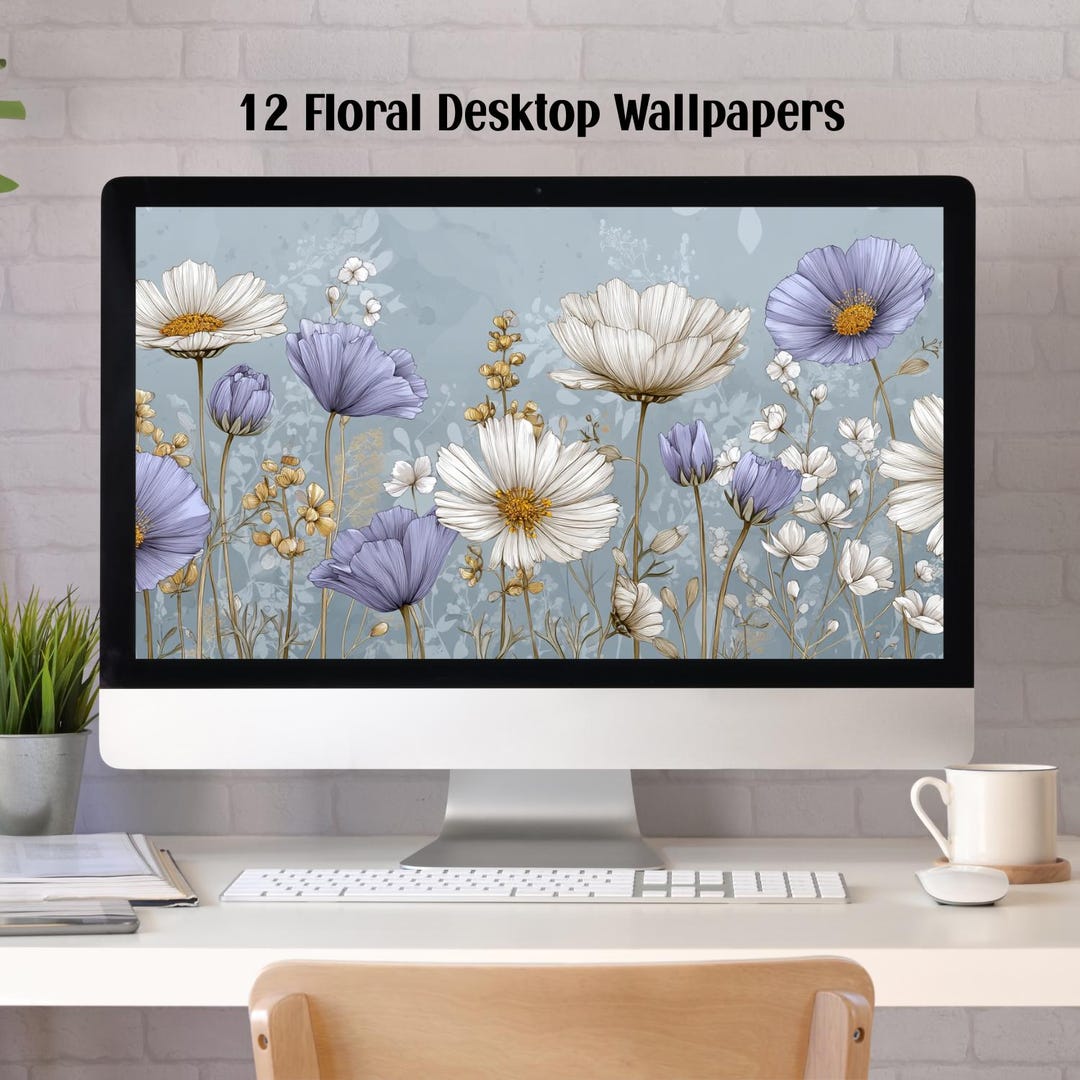 Retro Floral Desktop Wallpaper: 12 Vintage Illustrated Screensavers ...