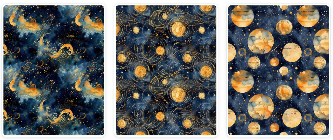 Midnight Celestial Printable Paper for Junk Journaling, Scrapbooking ...