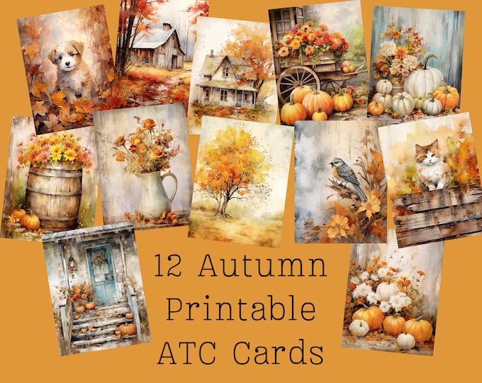 Watercolor Autumn ATC Cards: Printable Fall Designs (PDF) - Etsy