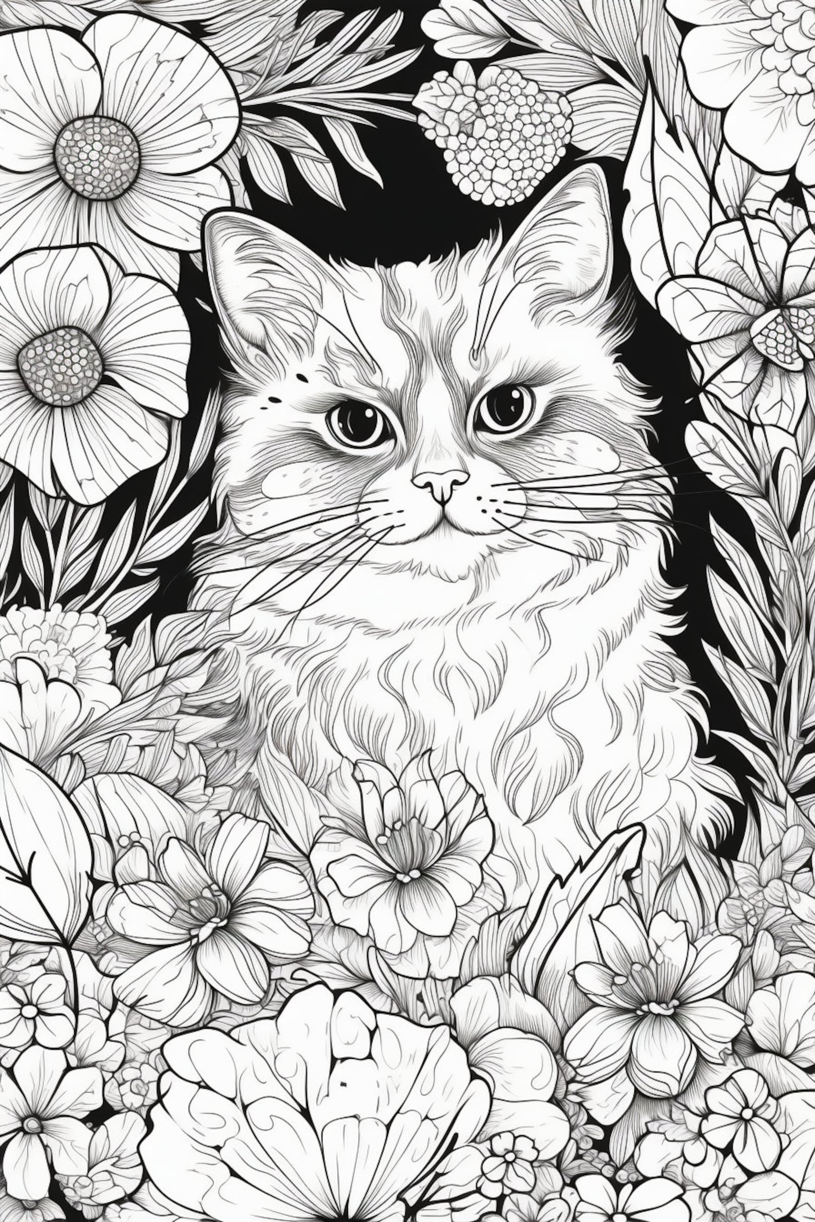 12 Charming Kitten Coloring Pages - Cute Kittens With Flowers ...