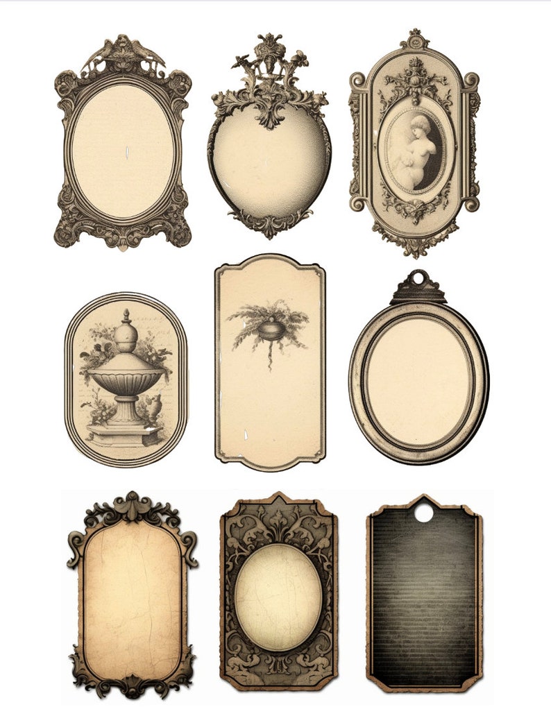 Antique Label Cut-outs for Junk Journaling, Scrapbooking, Card Making ...