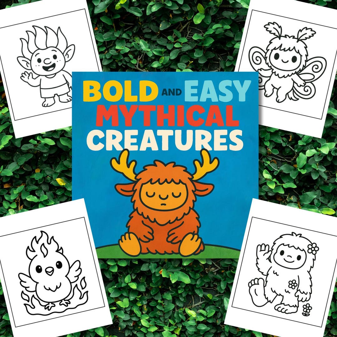 Bold and Easy Mythical Creatures Coloring Book – 24 Printable Pages ...