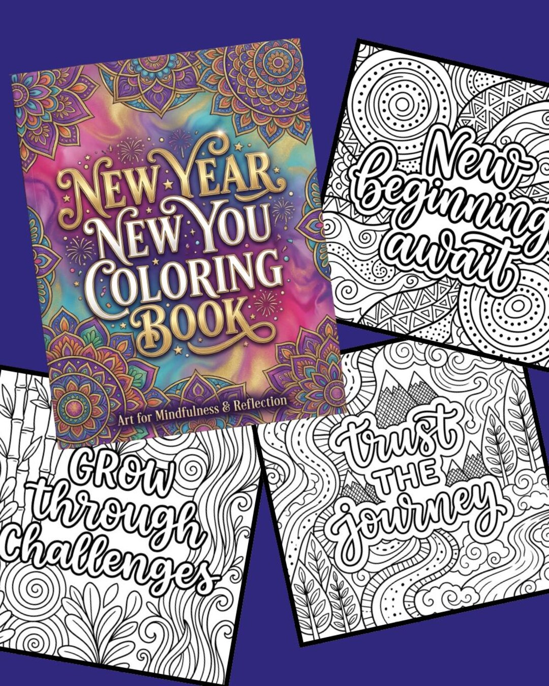 New Year Affirmations Coloring Book, Self-care Mindfulness (PDF ...