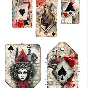 Printable Cut & Collage Mixed Media Playing Card Tags - Junk Journal ...