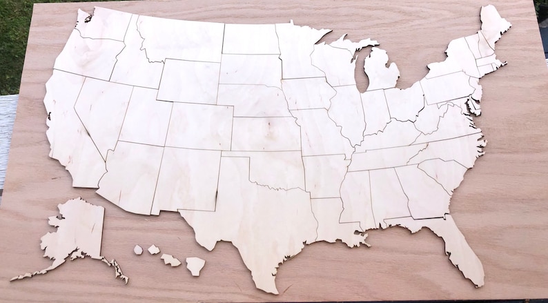 United States State Jumbo 45 X 72 Cut Outs , United States Wood Cut ...