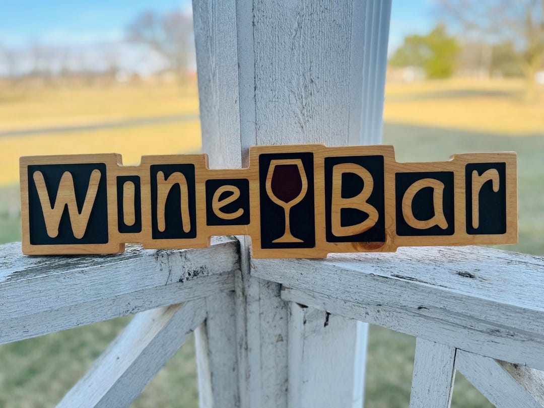 Carved Wood Wine Bar Sign - Etsy