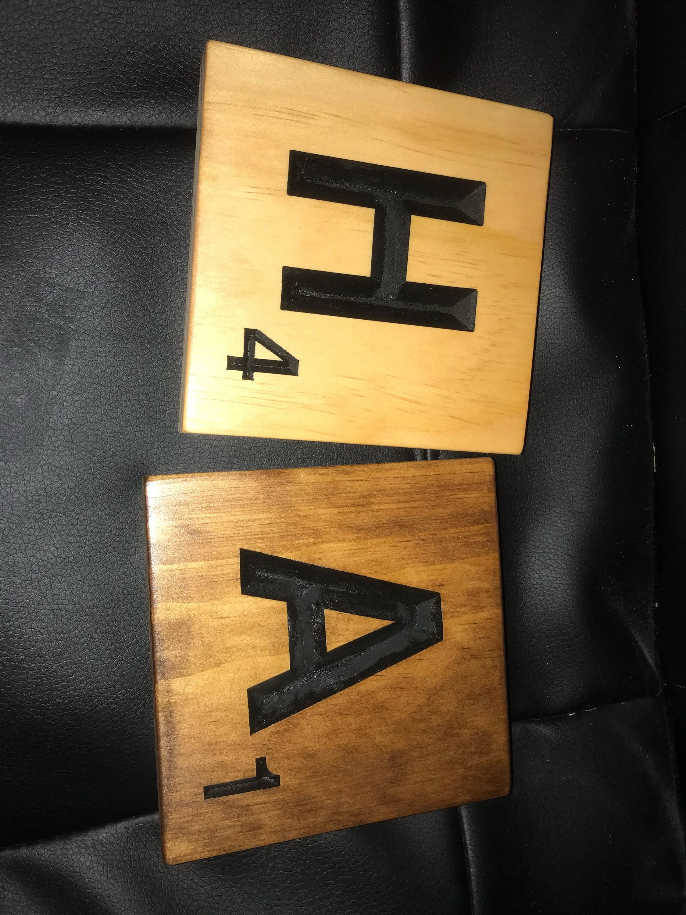 Small Scrabble Tiles Large Letter Tiles carved | Etsy