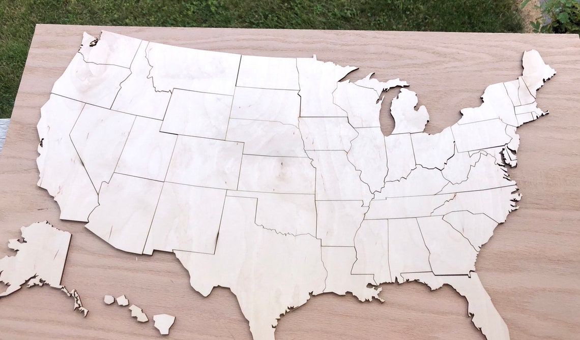 United States State Jumbo 45 X 72 Cut Outs , United States Wood Cut ...