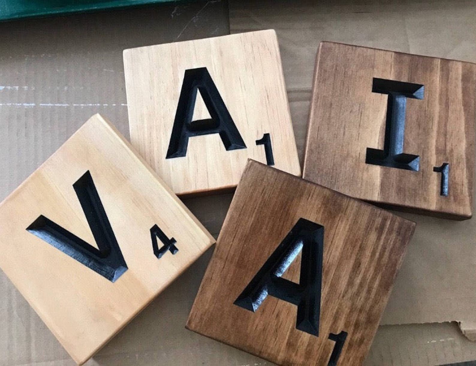 Carved Wood Scrabble Tiles Large Scrabble Tiles 5 X 5 Tiles - Etsy