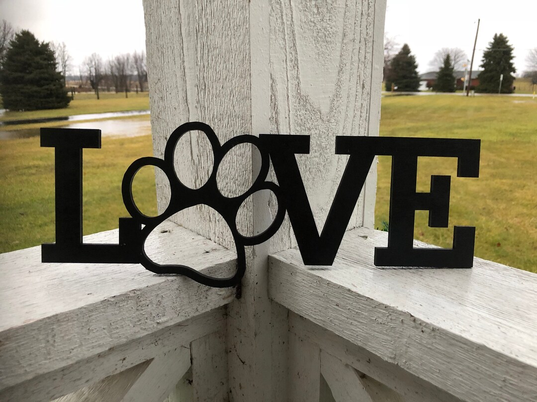 Dog Love, Wood Dog Love Sign With Paw Print FREE SHIPPING - Etsy