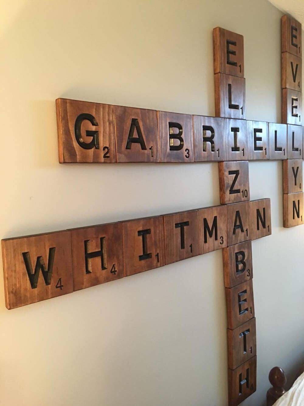 Small Scrabble Tiles Large Letter Tiles carved | Etsy