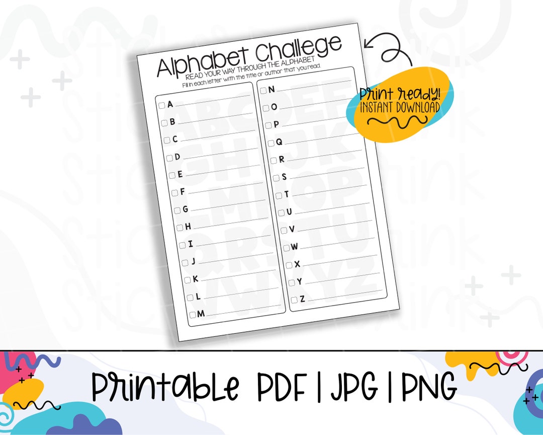 Alphabet Reading Challenge Printable, Read the Alphabet, Reading ...