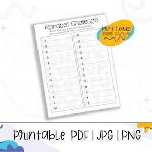 Alphabet Reading Challenge Printable, Read the Alphabet, Reading ...