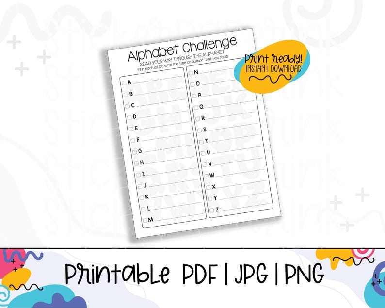 Alphabet Reading Challenge Printable, Book Tracker (digital Download ...