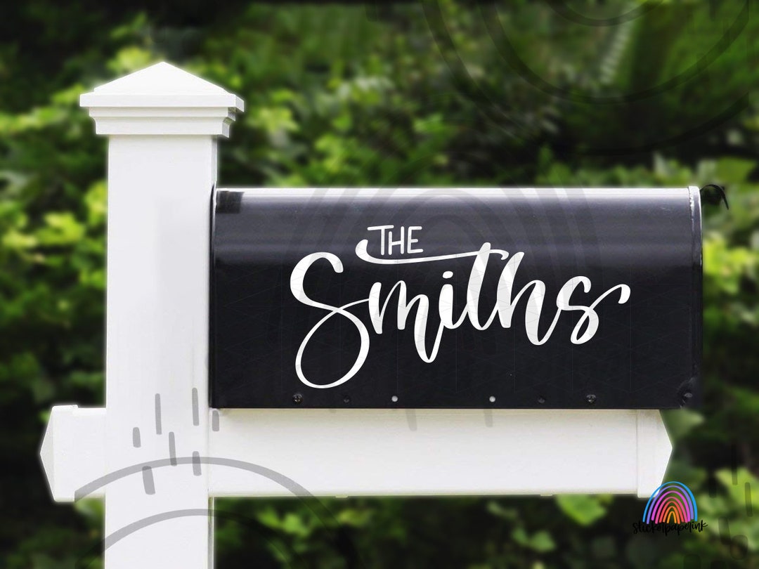 Last Name Mailbox Decal, Hand Lettered Mailbox Name Sticker ...