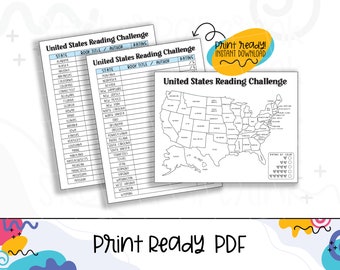 USA Reading Challenge Tracker, Book Map, United States Reading ...