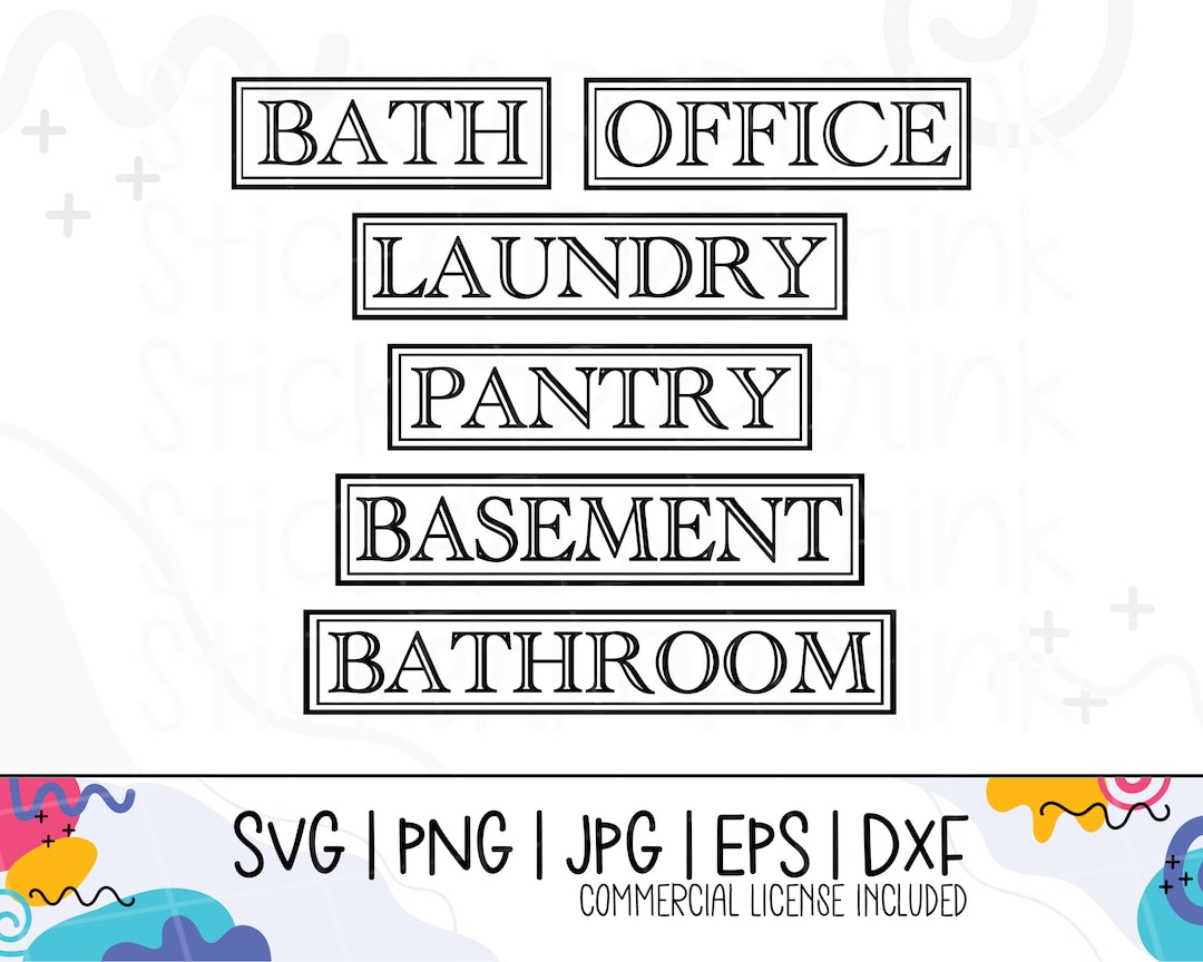 Room Label SVG, Pantry, Laundry, Bath, Office Decals (digital Download ...
