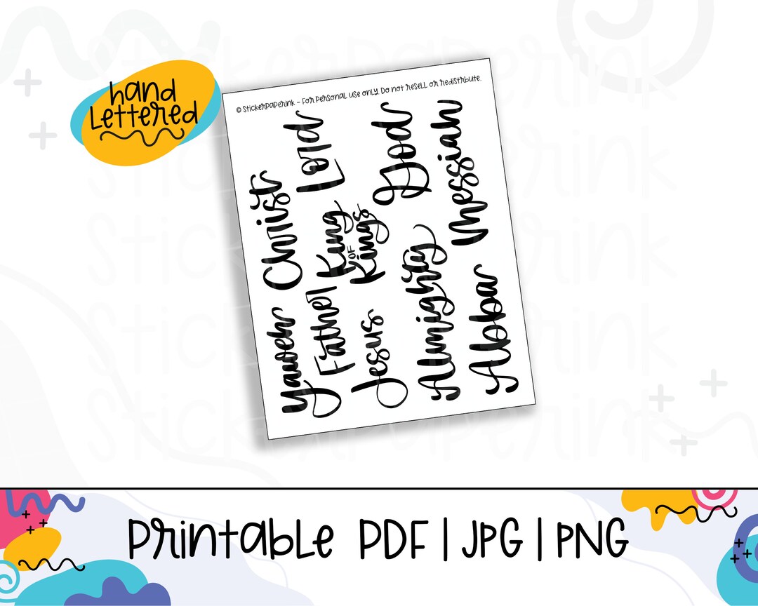 Bible Journaling Printable, Names of God Printable File, Stickers for ...