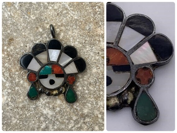 Vintage Zuni Headdress Sun Face Pendant | Native Amer… - Gem