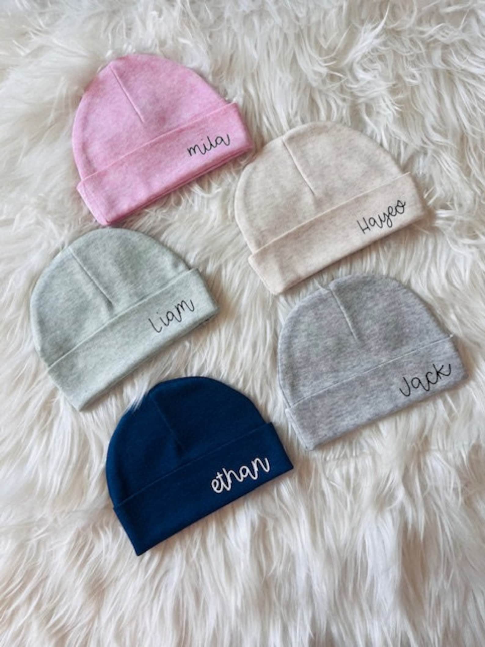 Newborn Name Hat, Personalized Baby Hat, Hospital Hat Baby, Custom Baby ...