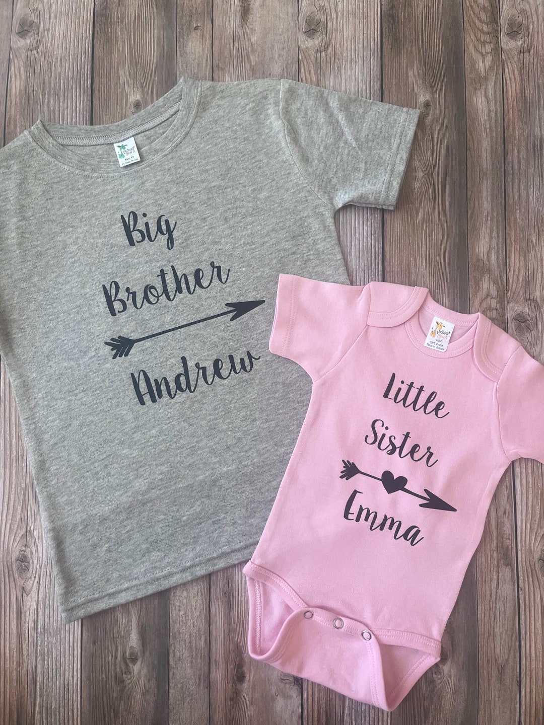 Big Brother Little Sister Set Personalized Shirts, Custom Sibling Shirt ...