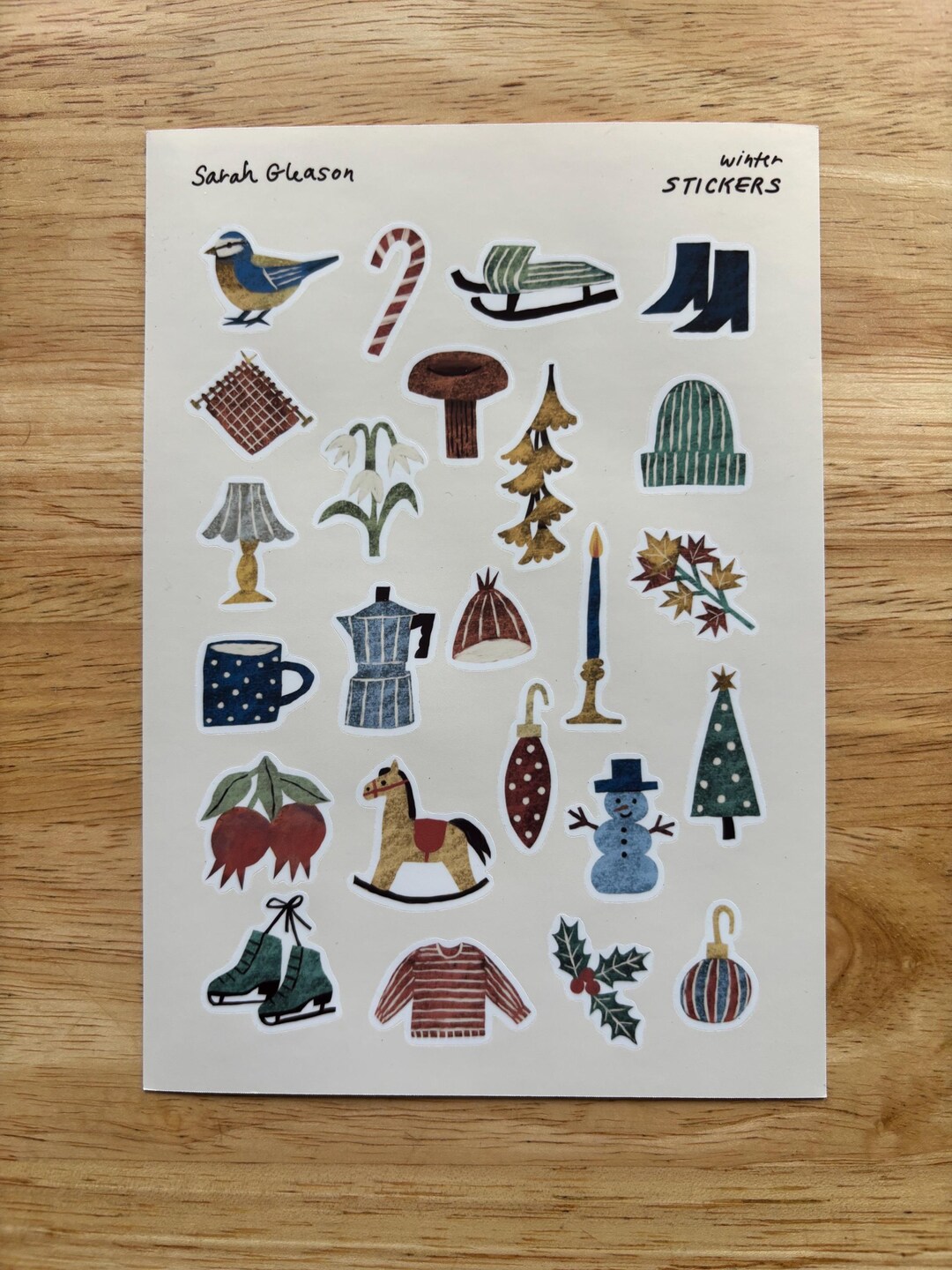 Winter Hand-drawn Sticker Sheet | Decorative Stickers for Journals and ...