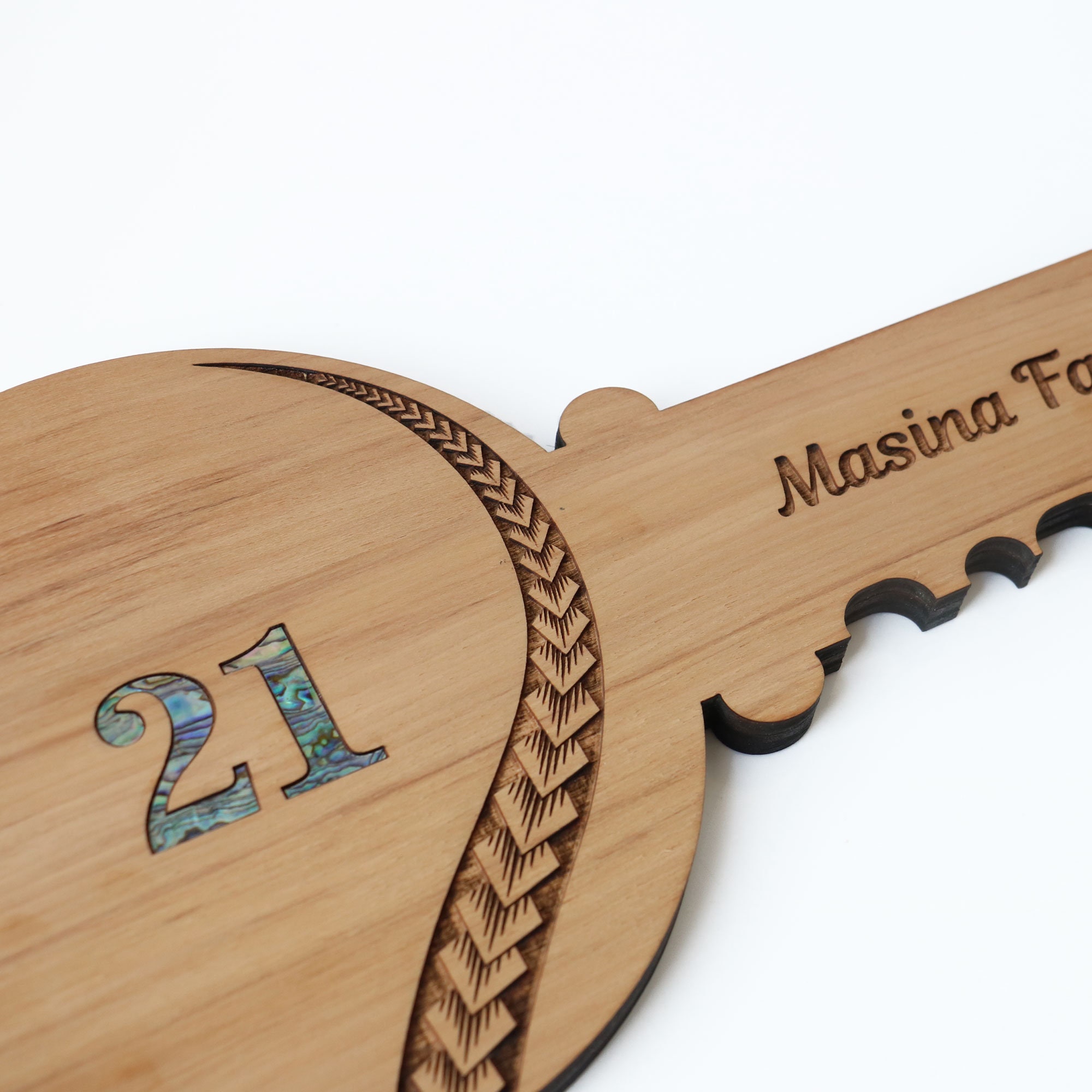 21st Birthday Key | Pasifika | Made in New Zealand | Heart Rimu Veneer ...