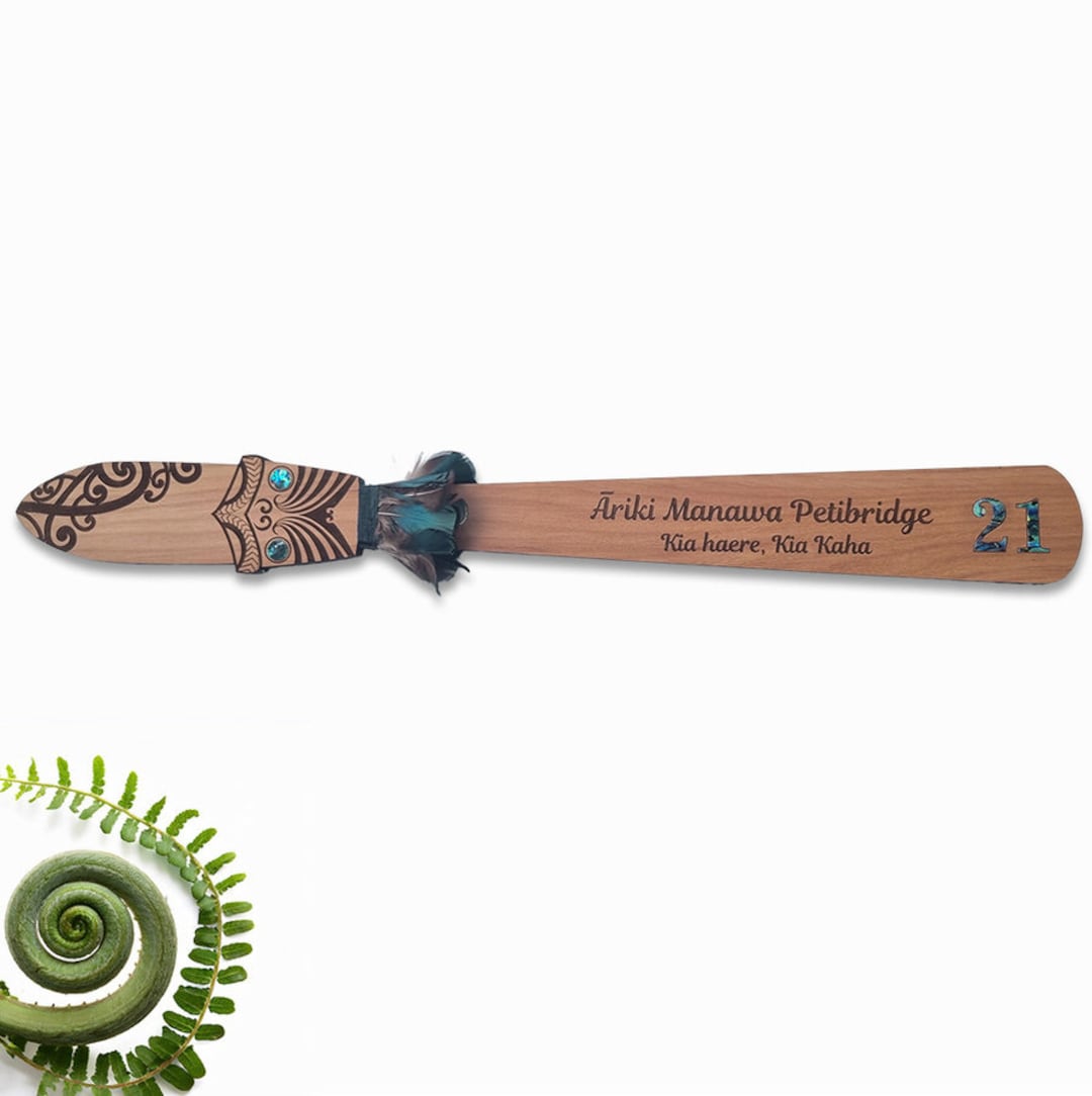 Maori Taiaha - 21st Birthday Key Alternative | Heart Rimu Veneer ...