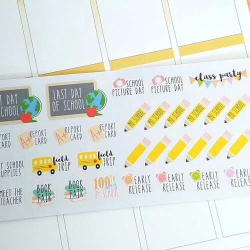 School Supplies Planner Stickers HS61 Teacher and Student - Etsy