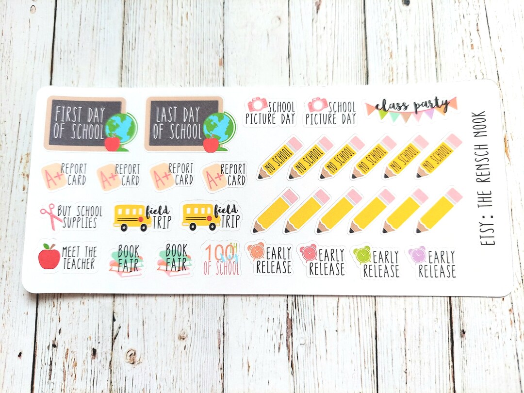 Back to School Planner Stickers - 0016 - Teacher and Student Planner ...