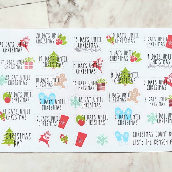 Christmas Countdown Stickers - Etsy