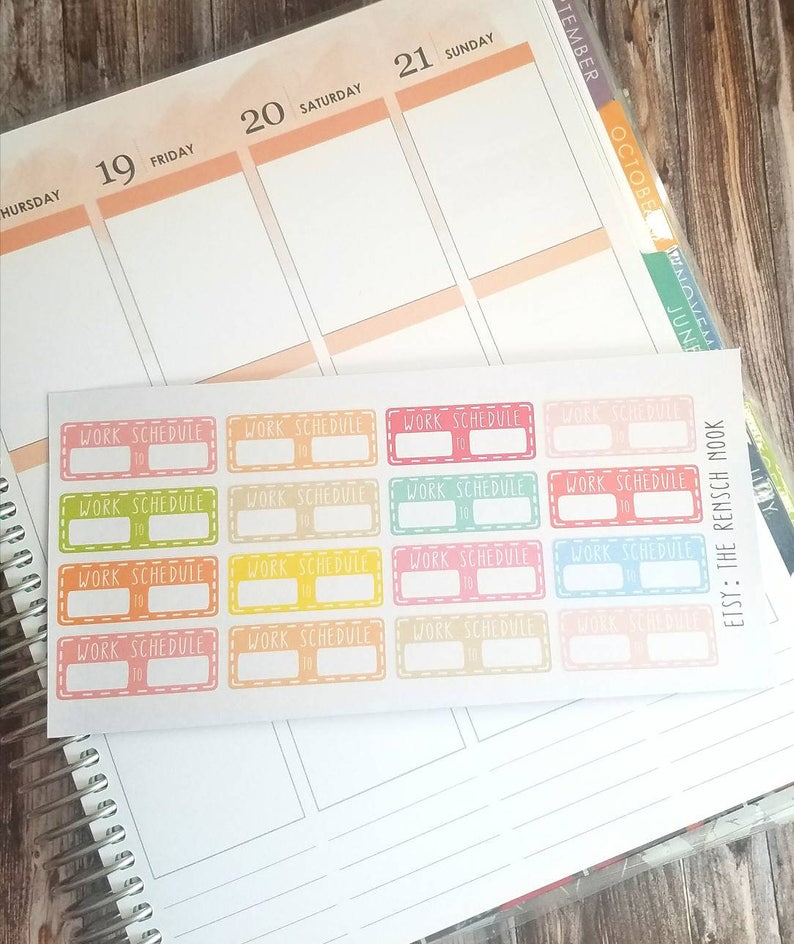 Work Schedule Planner Stickers HS50 Gift for Her Daily - Etsy
