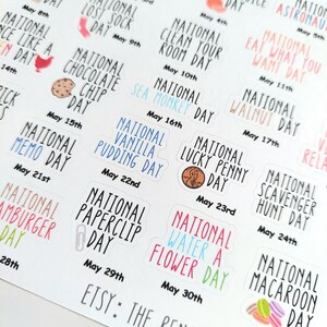 May National Holidays Planner Stickers - HS63 - Fun Holidays -gift for ...