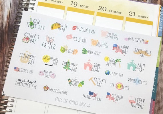 Holiday Planner Stickers HS21 Yearly Holidays Calendar - Etsy