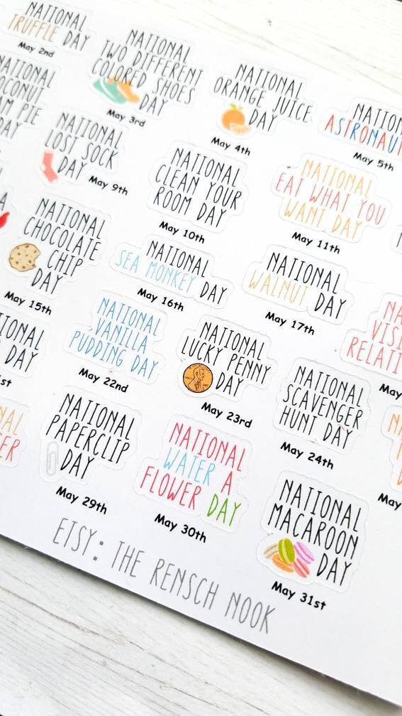 May National Holidays Planner Stickers Fun Holidays gift - Etsy