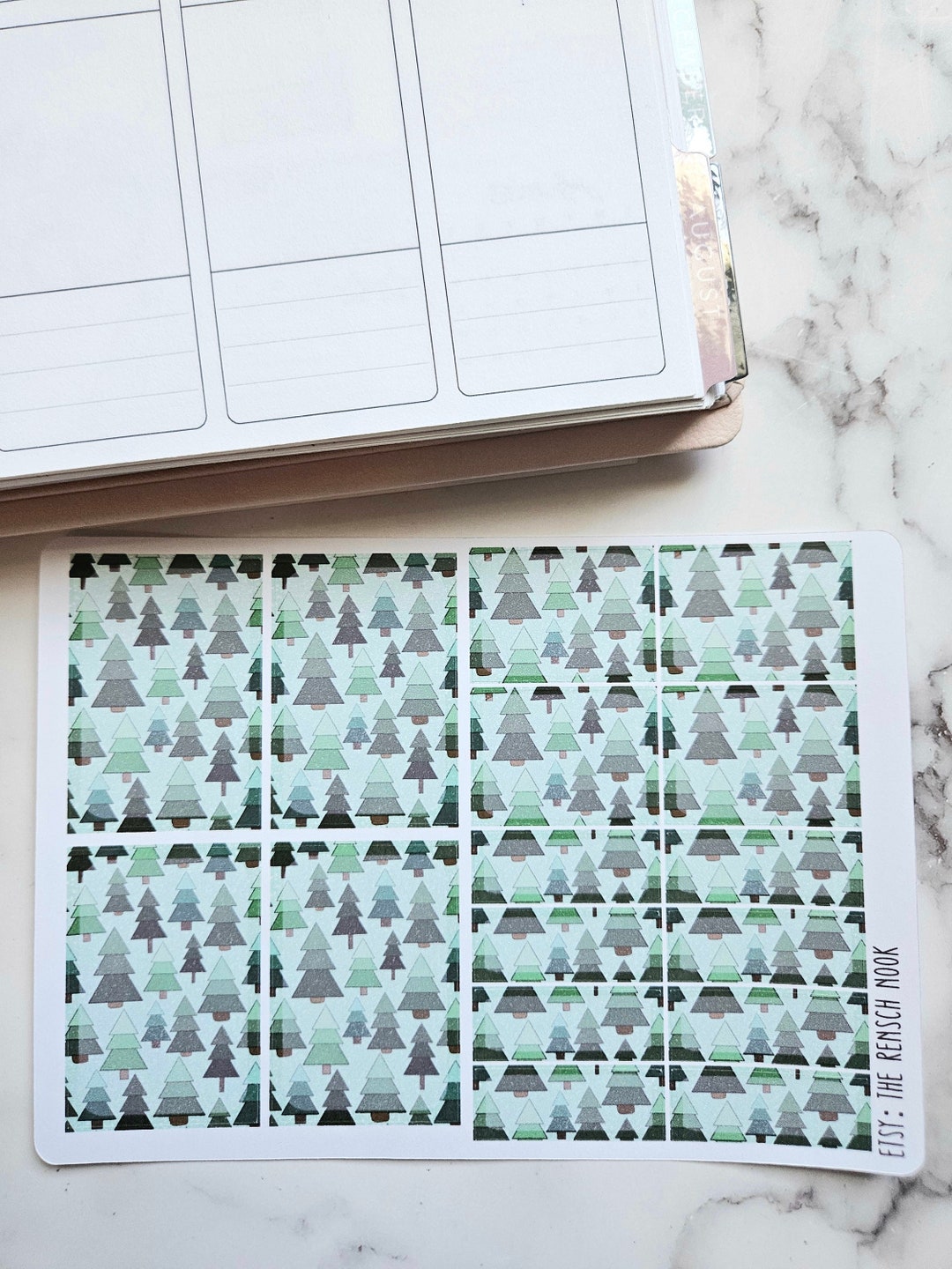 Winter Trees Planner Stickers Full Boxes, Half Boxes, and Quarter Boxes ...