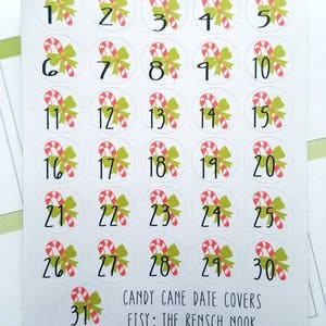 Planner Sticker Candy Cane Date Covers DC001 Gift for Her - Etsy