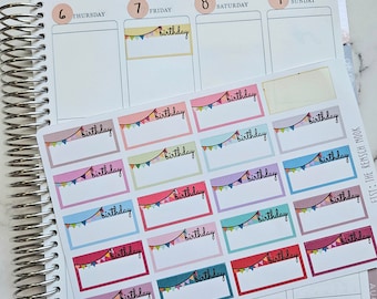 BIRTHDAY PRINTABLE Planner STICKERS, Birthday Planner Kit, Party ...