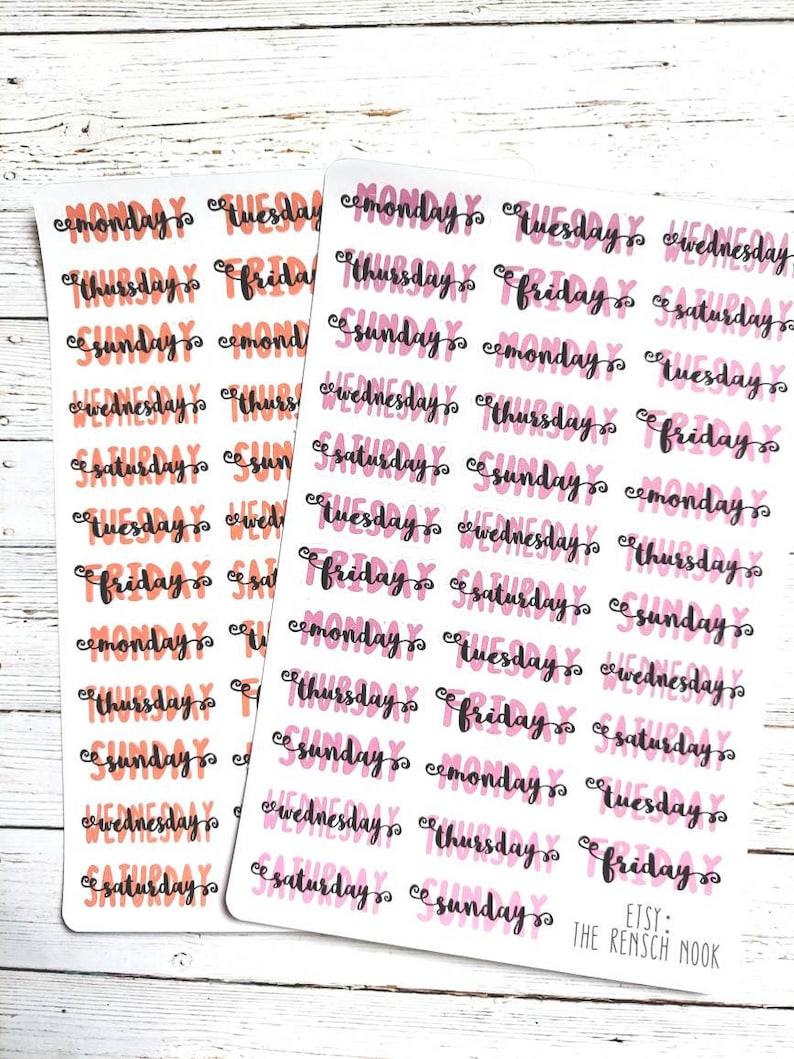 Days of the Week Planner Stickers - Etsy