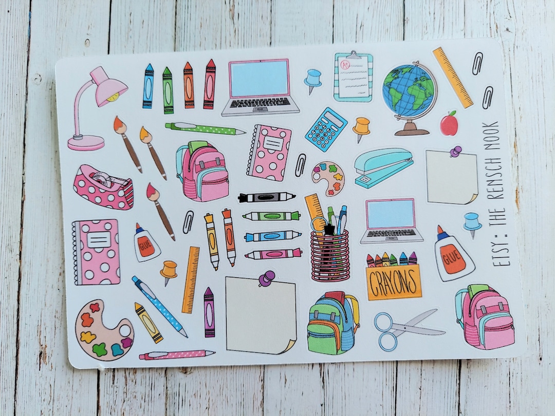 School Supplies Planner Stickers - HS61 - Teacher and Student Planner ...