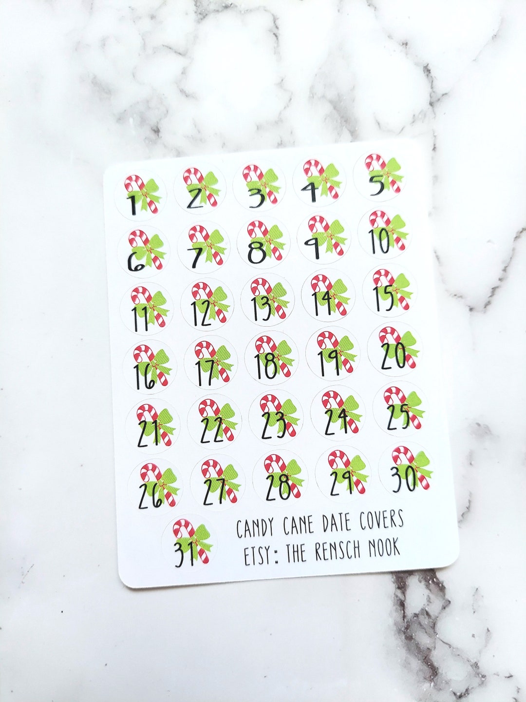 Planner Sticker, Candy Cane Date Covers DC001 Gift for Her Daily ...