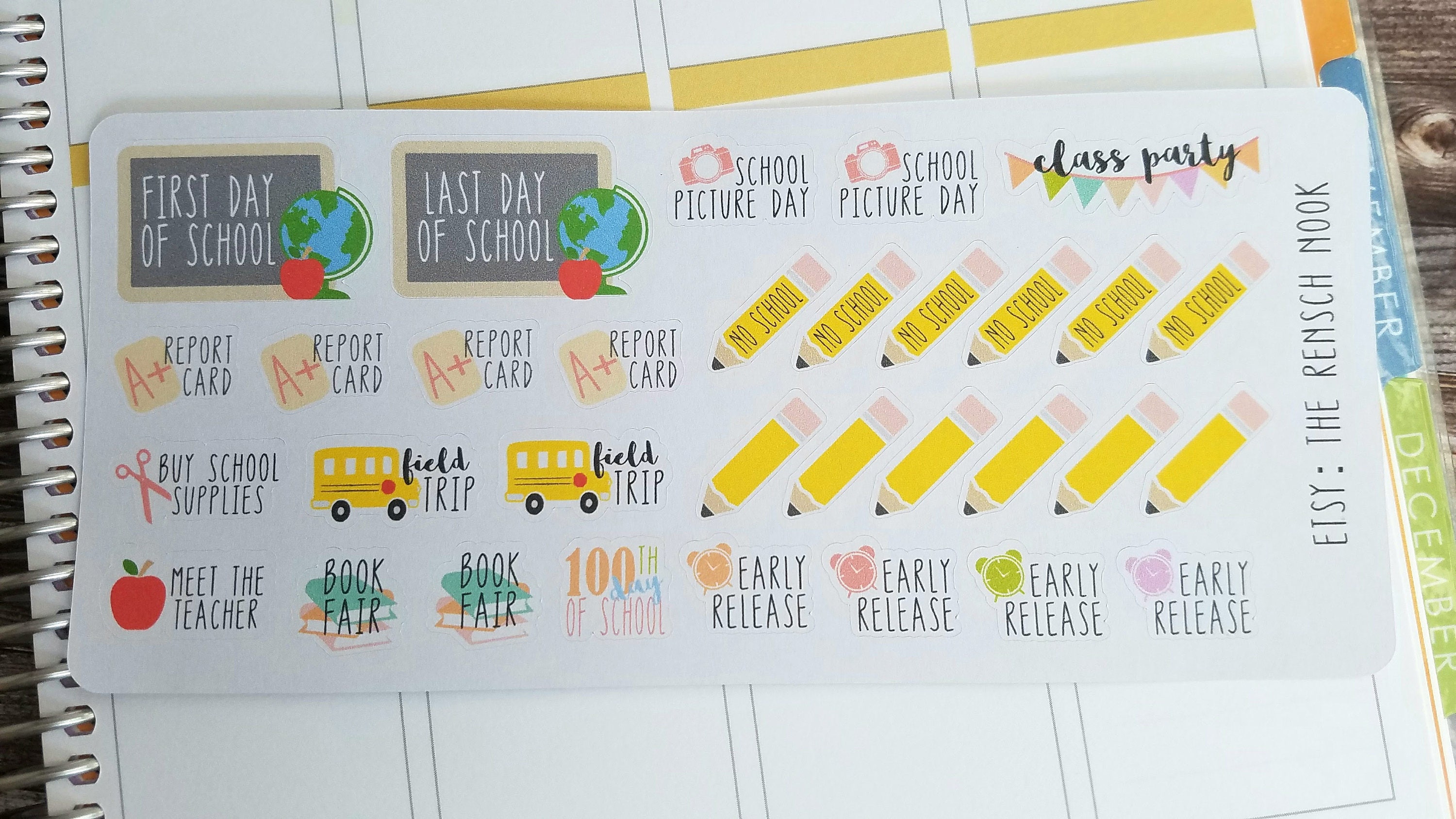 Back to School Planner Stickers 0016 Teacher and Student - Etsy